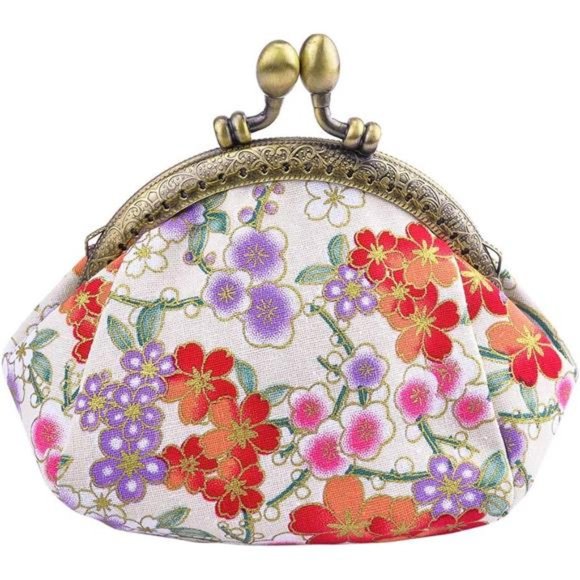 Bags | Canvas Coin Purse Floral Change Pouch Vintage Clutch Wallet With ...